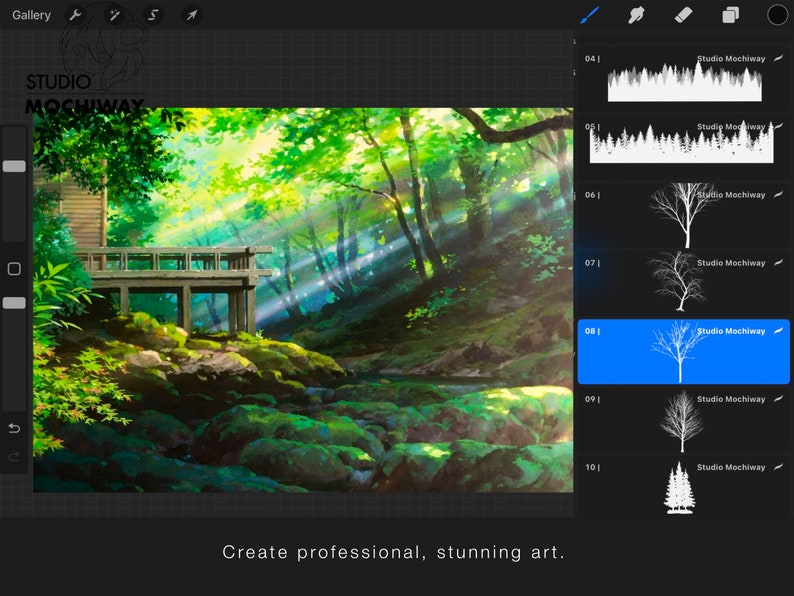 Nature - 100 Procreate Brushes, Anime Landscape Scenery Digital ...