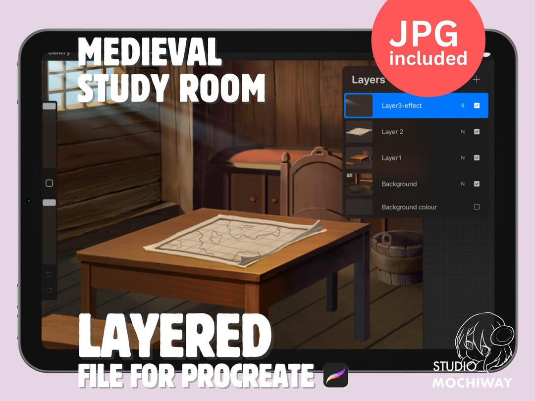 Medieval Study Room - Procreate File With Layers, RPG Background Anime ...