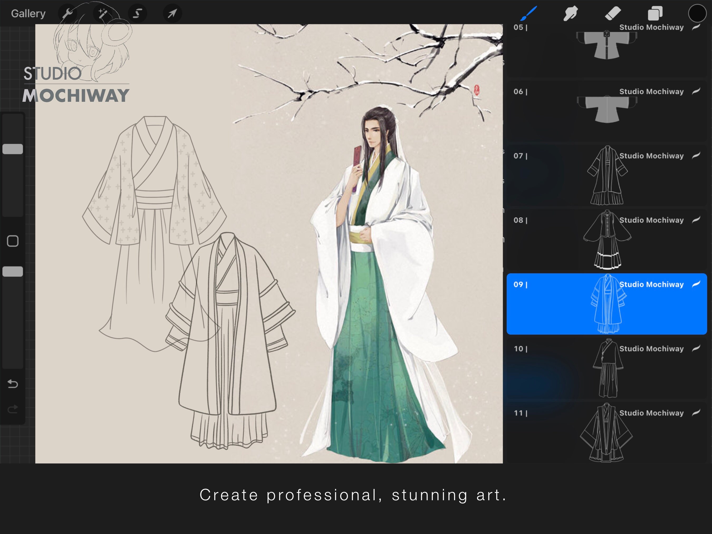 Oriental Male Clothes - 12 Procreate Brushes, Ancient Japanese ...