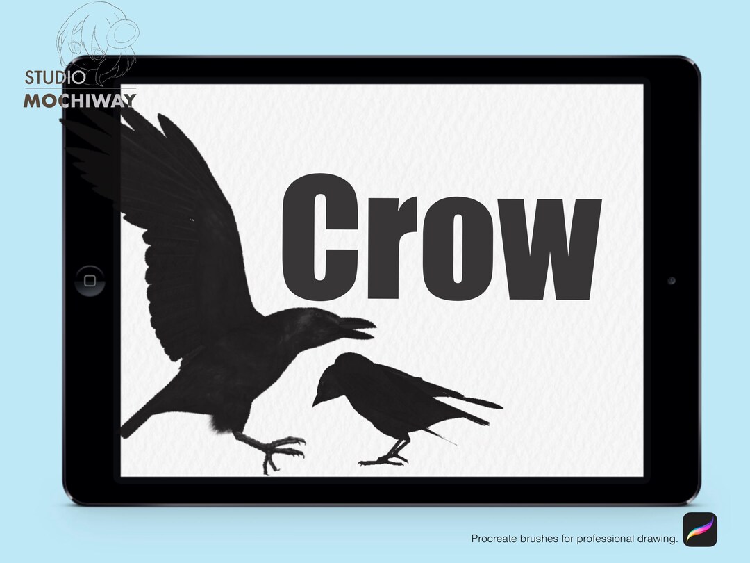 Crow 14 Procreate Brushes, Doodle Clipart Vector Illustrations Lineart ...