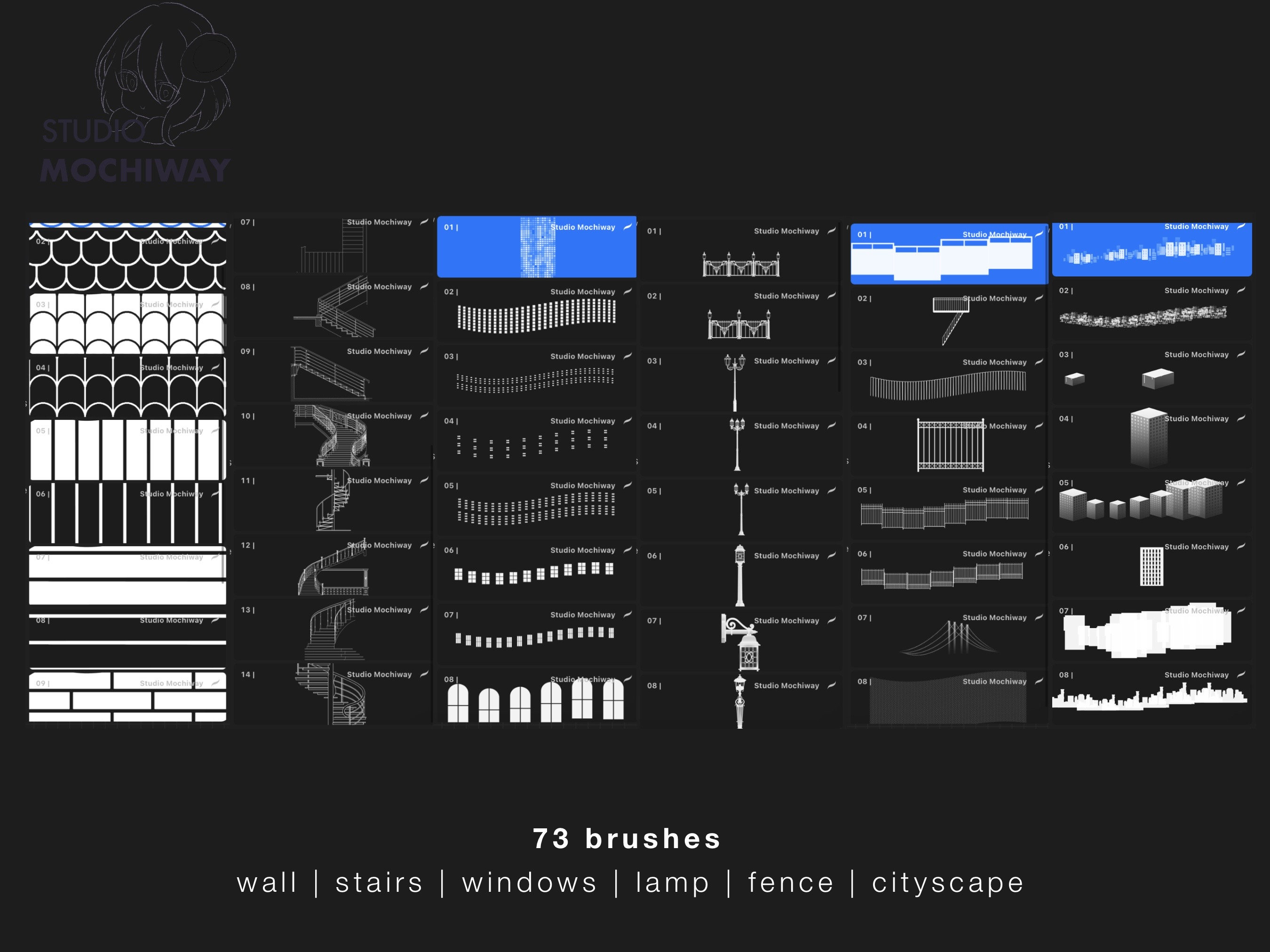 Infrastructure - 73 Procreate Brushes, Manga Anime Digital Painting ...
