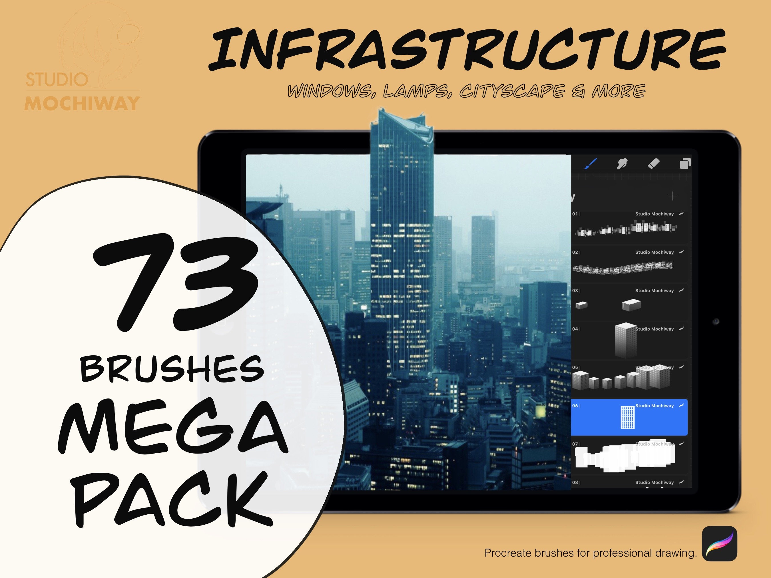 Infrastructure - 73 Procreate Brushes, Manga Anime Digital Painting ...