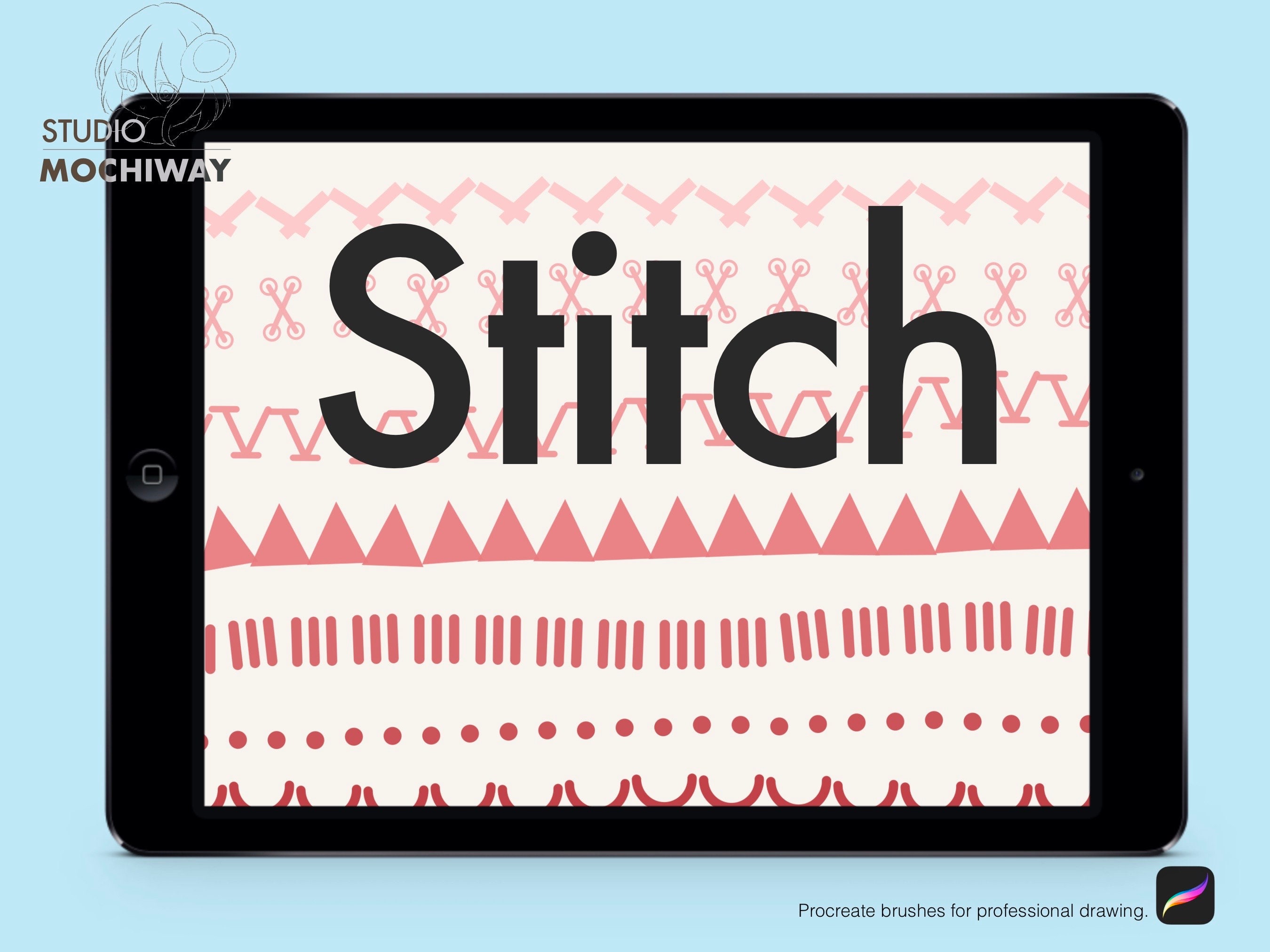 Stitch - 13 Procreate Brushes, Cute Cross-stitch Border, Pattern Heart ...