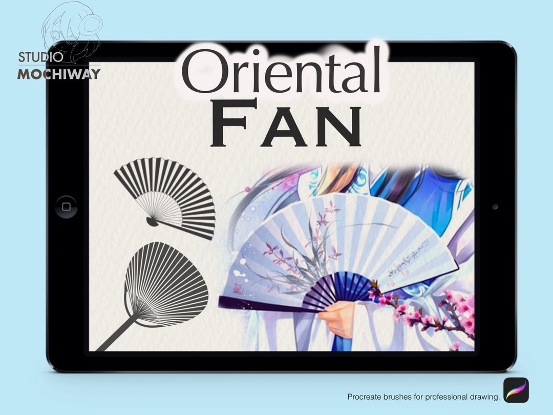 Oriental Fan - 17 Procreate Brushes, Foldable Scholar Hand Paper Art ...