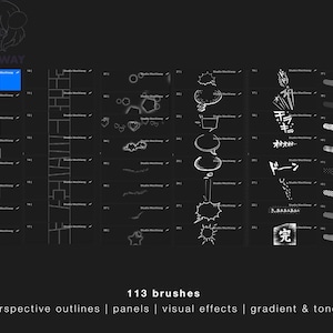 Storyboard Panels - 113 Procreate Brushes, Manga Ambience, Onomatopoeia ...