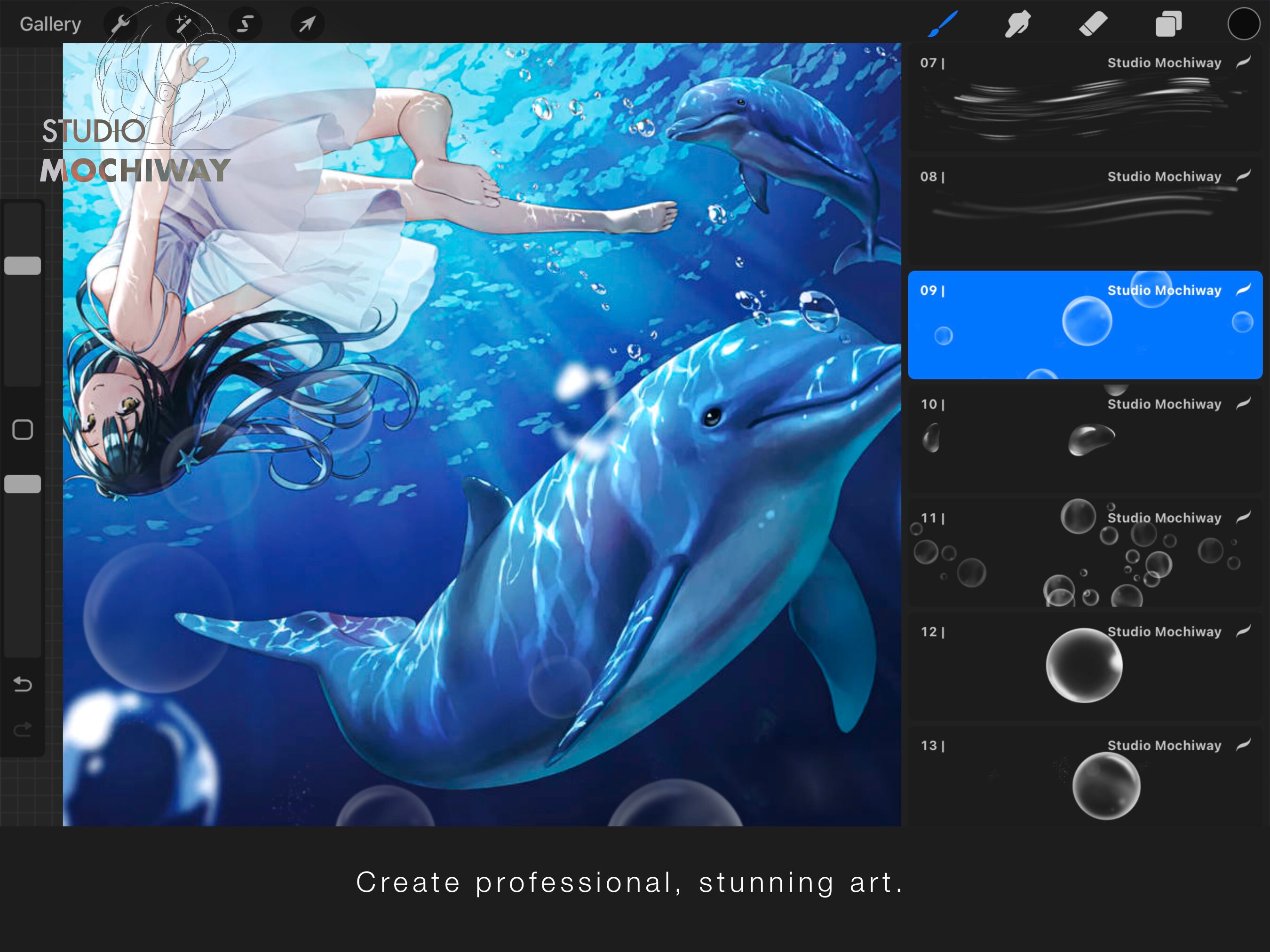 Water Effects - 18 Procreate Brushes, Sea Wave Underwater Marine Aquaworld Bubbles Liquid Blue ...
