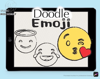 Doodle Emoji - 15 Procreate Brushes, Emoticons Smiley Face Emojis ...