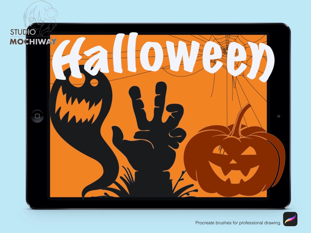 Halloween - 18 Procreate Brushes, Spooky Cute Fun Stamps, Ghost, Jack-o ...