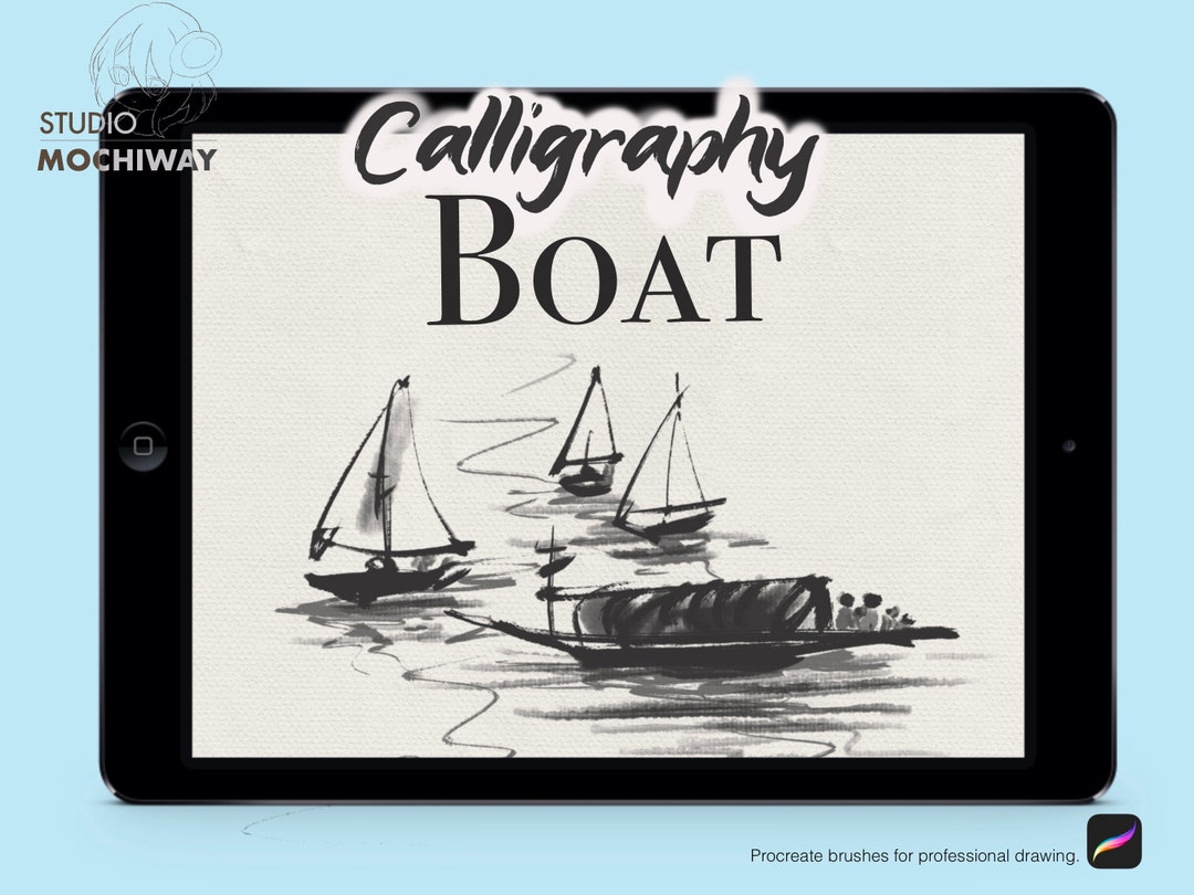 Calligraphy Boat - 18 Procreate Brushes, Ancient Japanese Painting ...