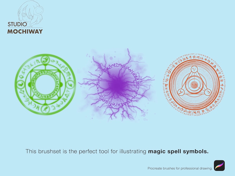 Magic Spell - 12 Procreate Brushes, Digital Art Anime Painting, Emblem ...