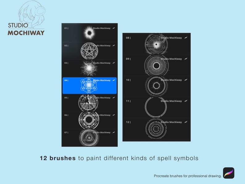 Magic Spell - 12 Procreate Brushes, Digital Art Anime Painting, Emblem ...