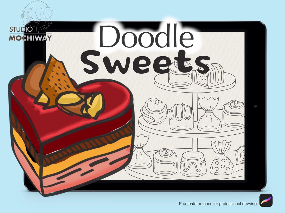 Sweets Doodle - 25 Procreate Brushes, Digital Stamp Art Cute Doodle ...