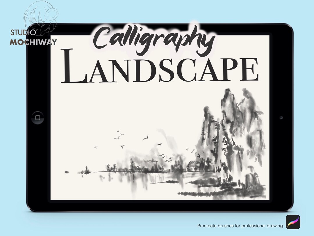 Calligraphy Landscape - 16 Procreate Brushes, Ancient Japanese Painting ...