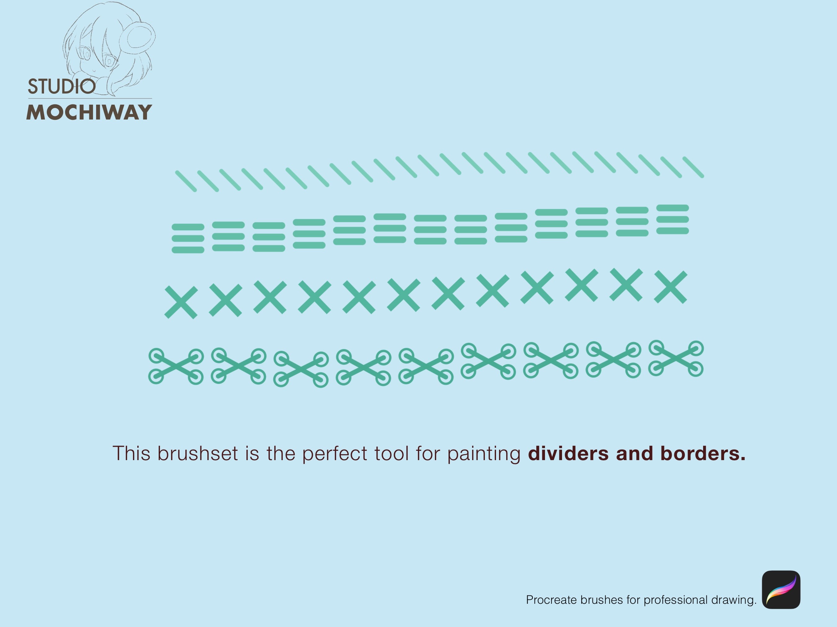 Stitch - 13 Procreate Brushes, Cute Cross-stitch Border, Pattern Heart ...