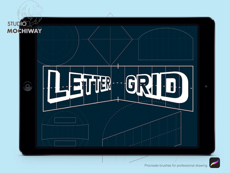 Letter Grid - 18 Procreate Brushes, Font Lettering Design, Words ...