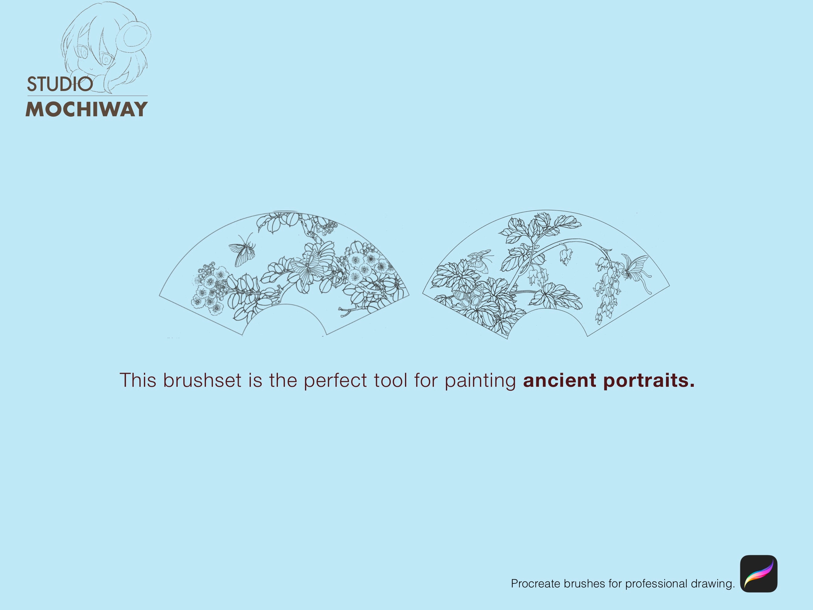 Oriental Fan Design - 15 Procreate Brushes, Scholar Paper Art Ancient ...
