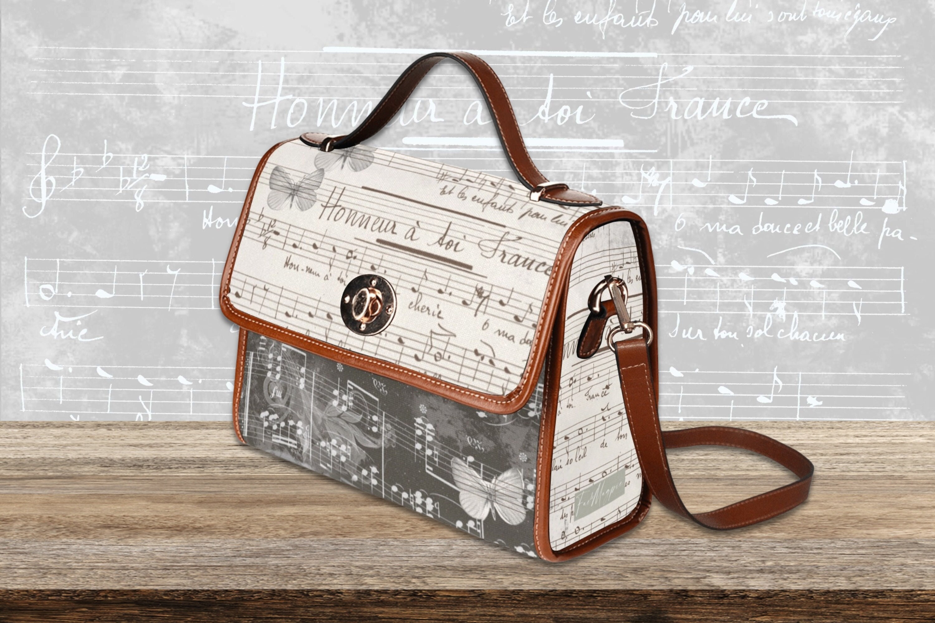 Vintage Musical Notes Retro Satchel Handbag Purse, Cottagecore Bag ...