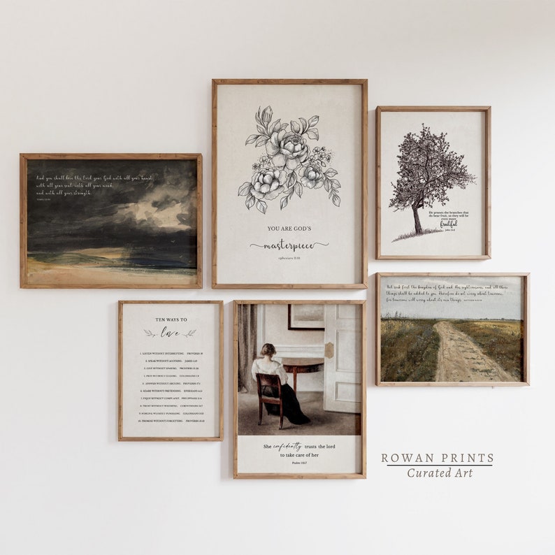 Vintage Scripture Gallery Wall Print SET Bible Wall Art - Etsy