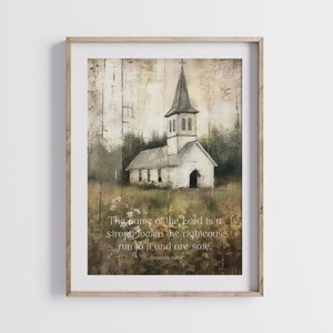 The Lord is a Strong Tower Text Wall Art Printable, Bible Verse Wall ...