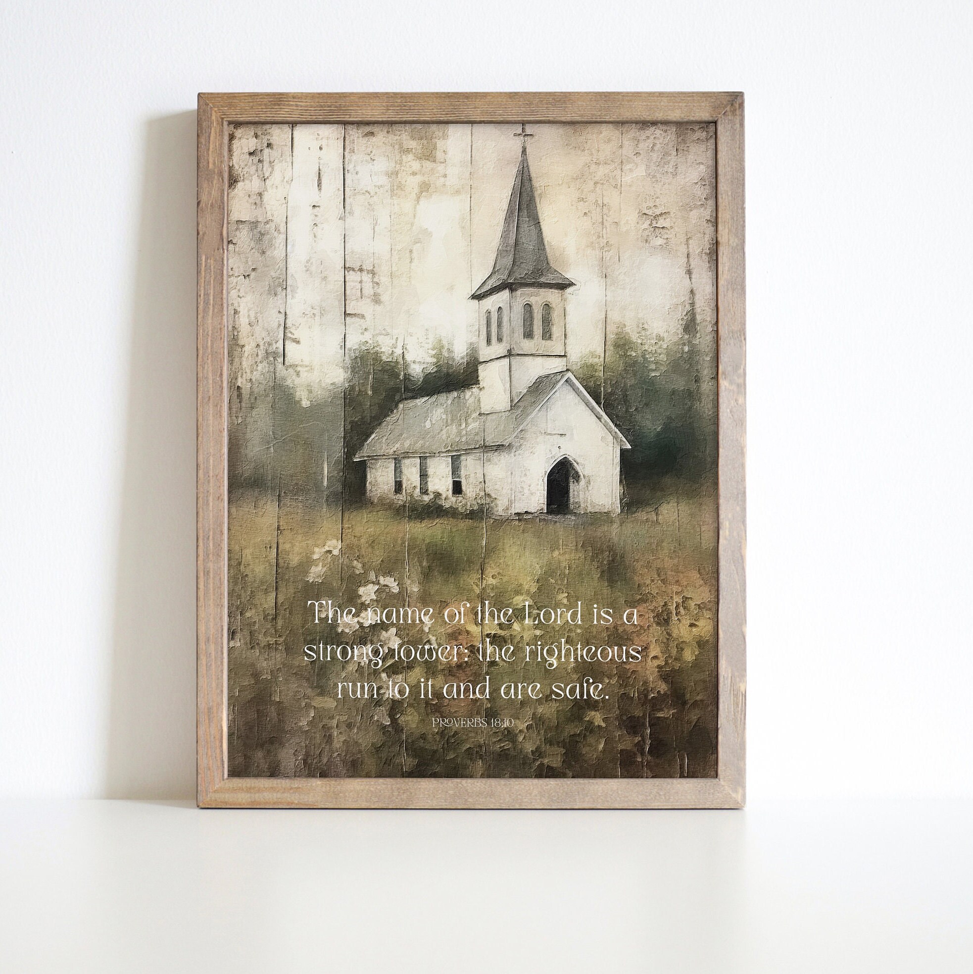 The Lord is a Strong Tower Text Wall Art Printable, Bible Verse Wall ...