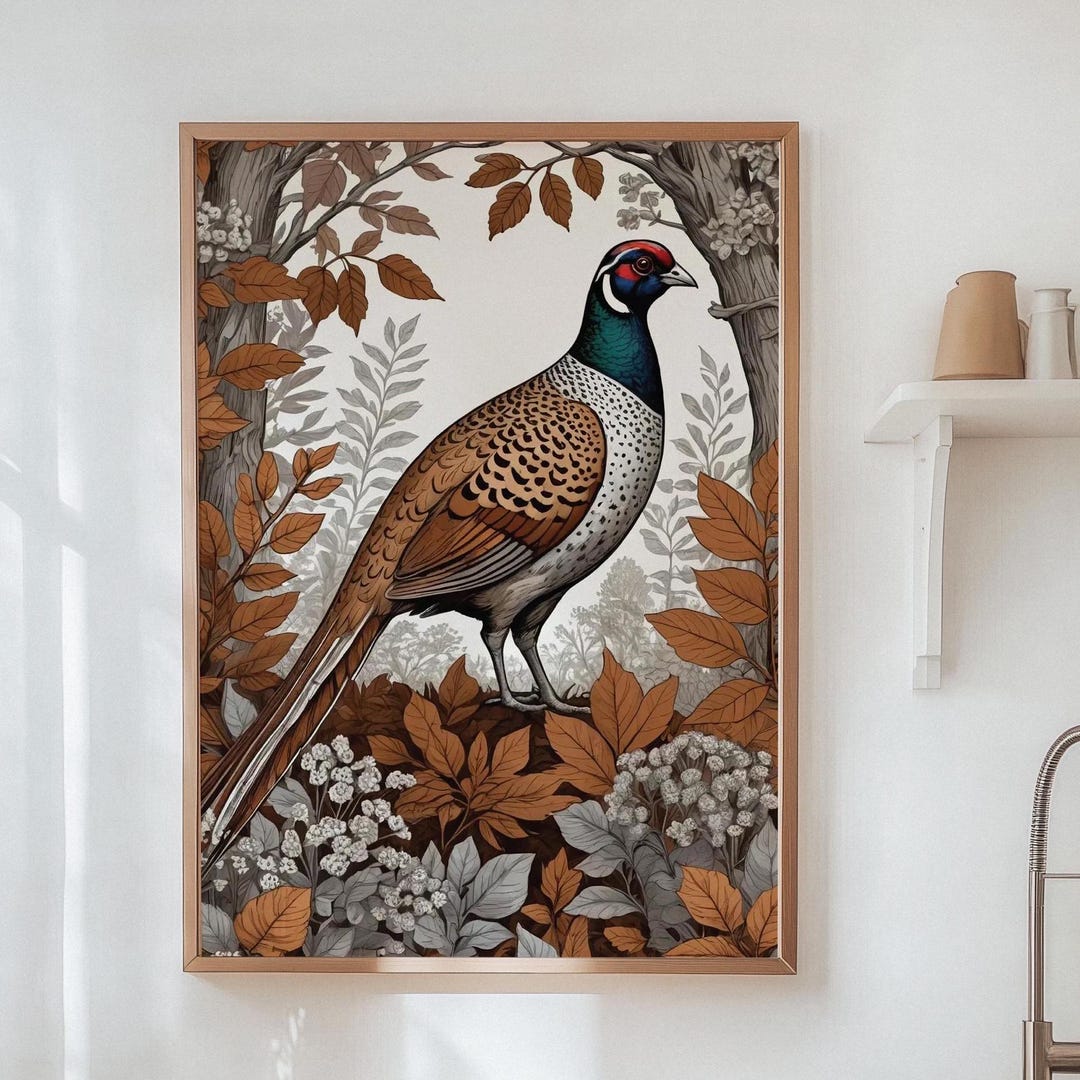 Woodland Pheasant Print, Nature Art, Autumn Animal Wall Art, Wildlife ...