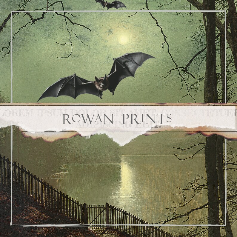 Vampire Bat Vintage Dark Academia Painting, Halloween Decor, Victorian ...