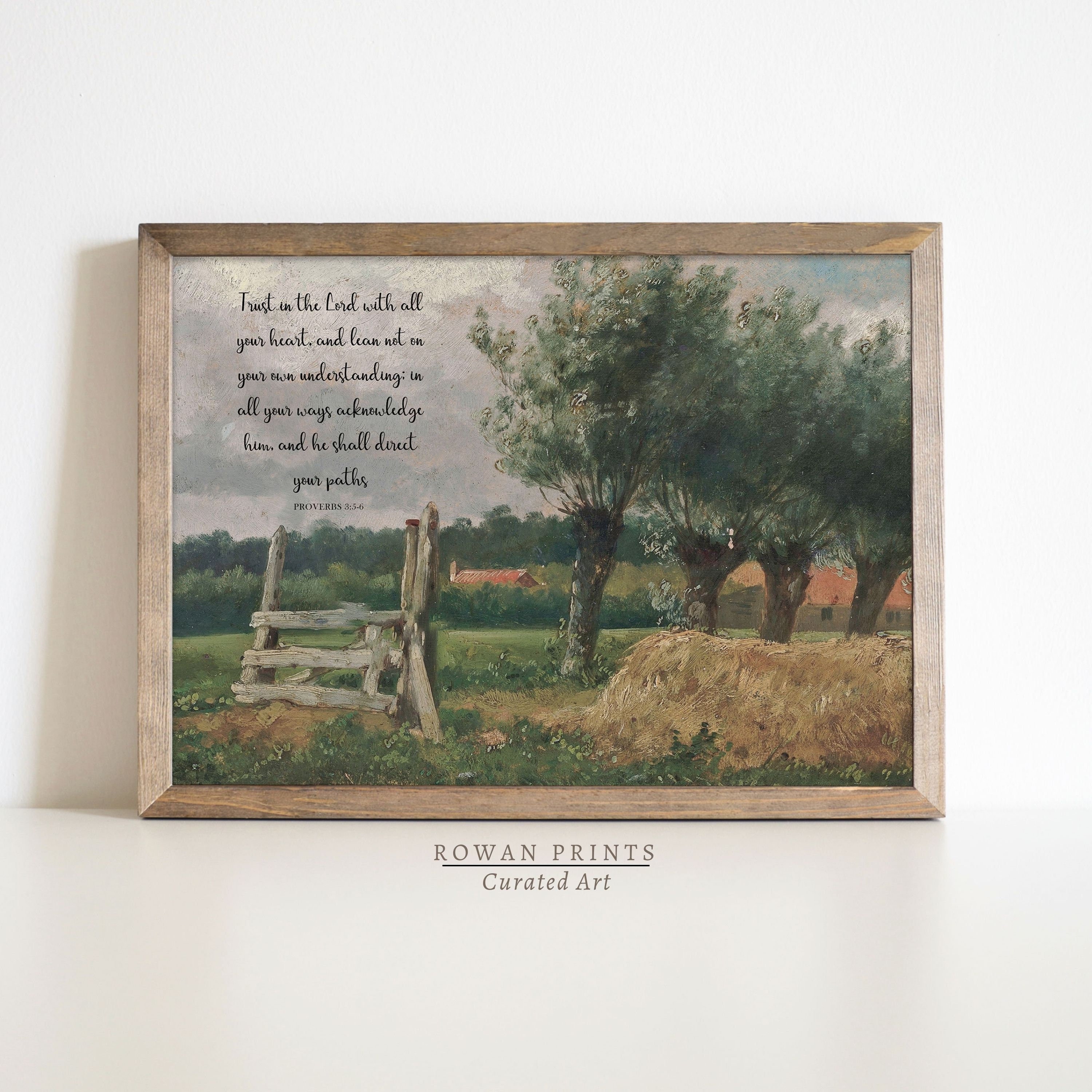 Acknowledge Him Vintage Scripture Wall Art, Bible Verse Print ...