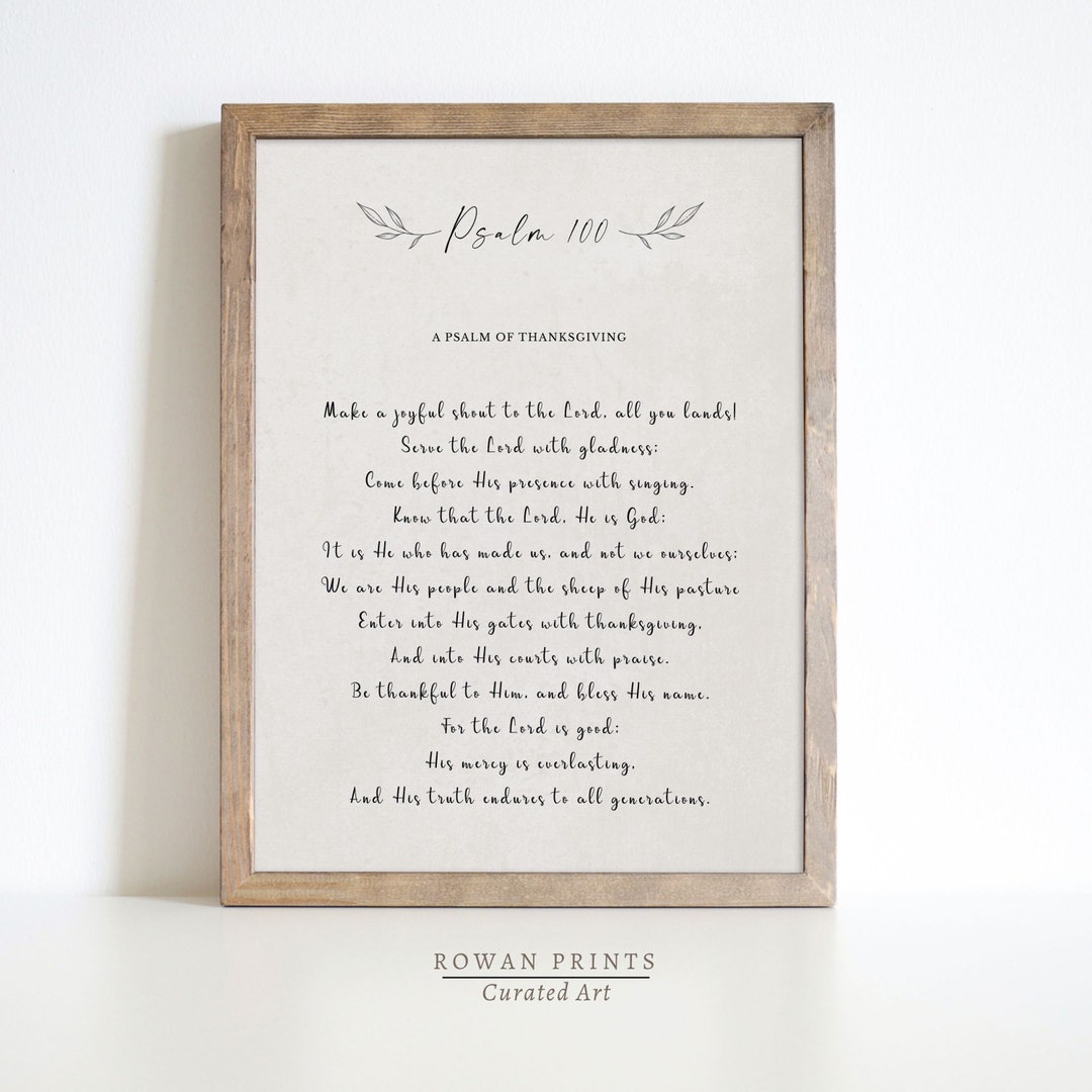 Thanksgiving Psalm 100 Text Wall Art Printable Bible Verse - Etsy