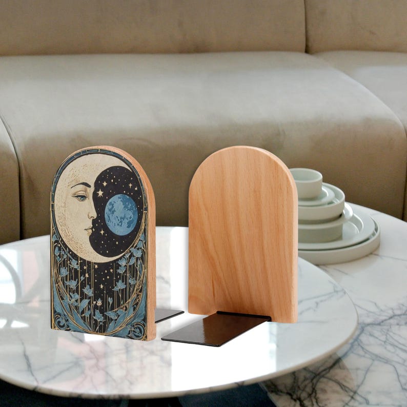 Blue Moon Art Nouveau Bookends Art Deco Book Holders Celestial ...