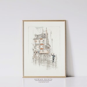 Vintage Cityscape Print SET of 4 | Street Sketch | Cityscape ...