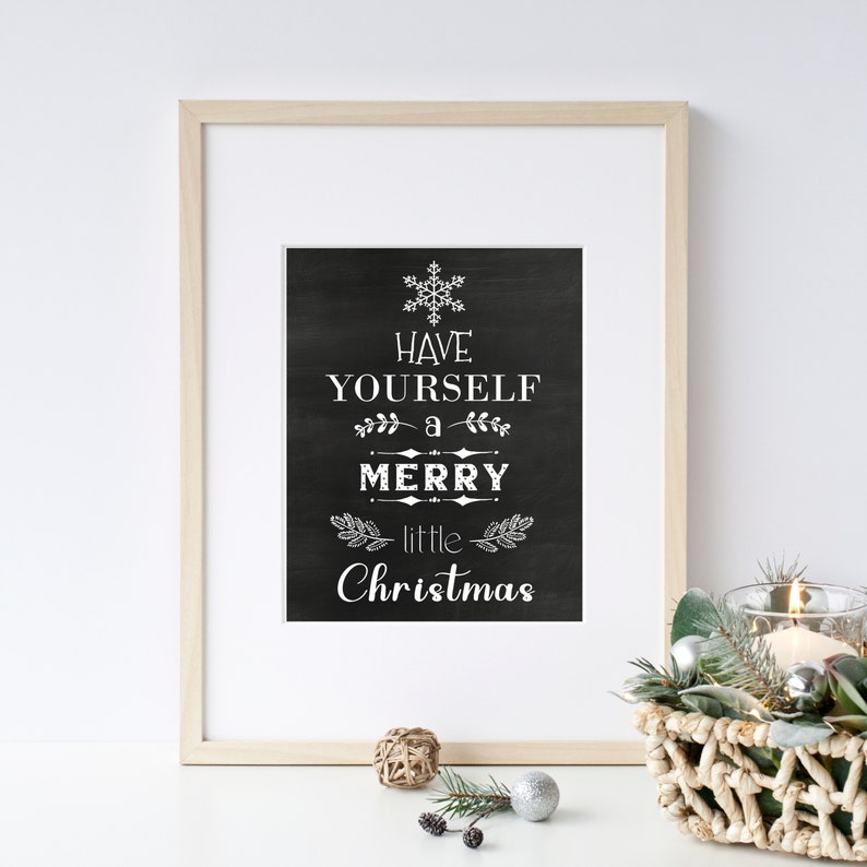 Merry Christmas Chalkboard Print, Scandi Print, Winter Home Decor, Gift ...
