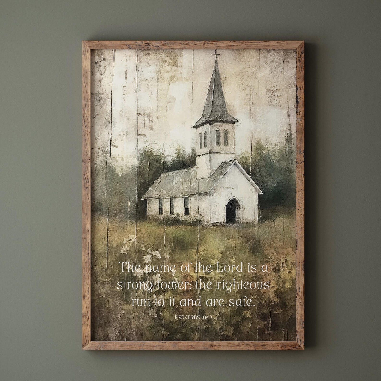 The Lord is a Strong Tower Text Wall Art Printable, Bible Verse Wall ...
