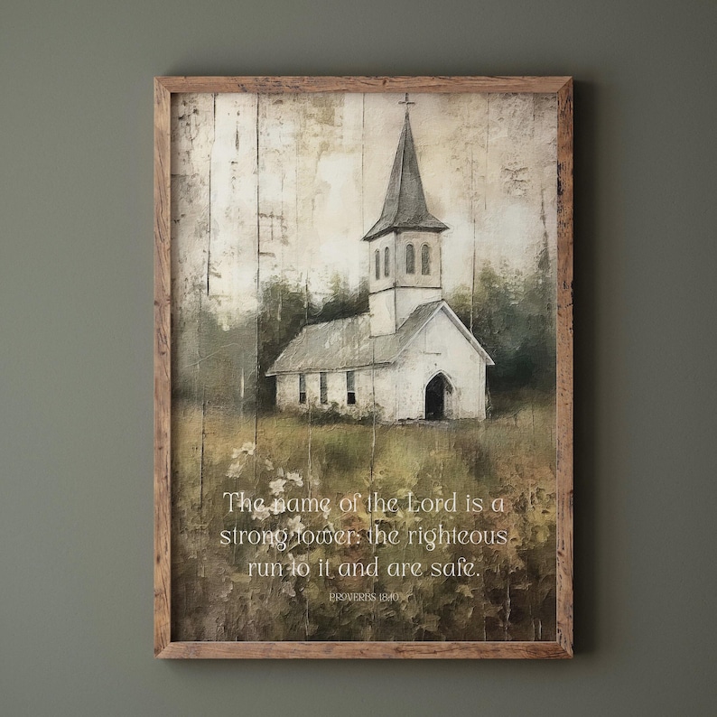 The Lord is a Strong Tower Text Wall Art Printable, Bible Verse Wall ...