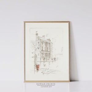 Vintage Cityscape Print SET of 4 | Street Sketch | Cityscape ...