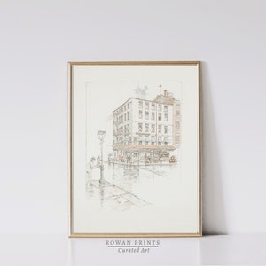 Vintage Cityscape Print SET of 4 | Street Sketch | Cityscape ...