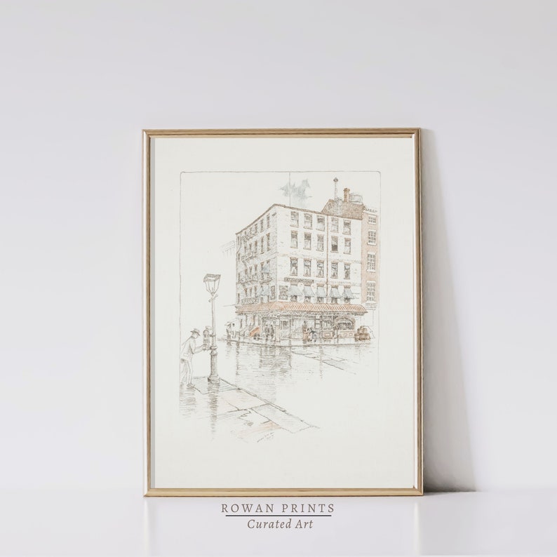 Vintage Cityscape Print SET of 4 Street Sketch Cityscape - Etsy