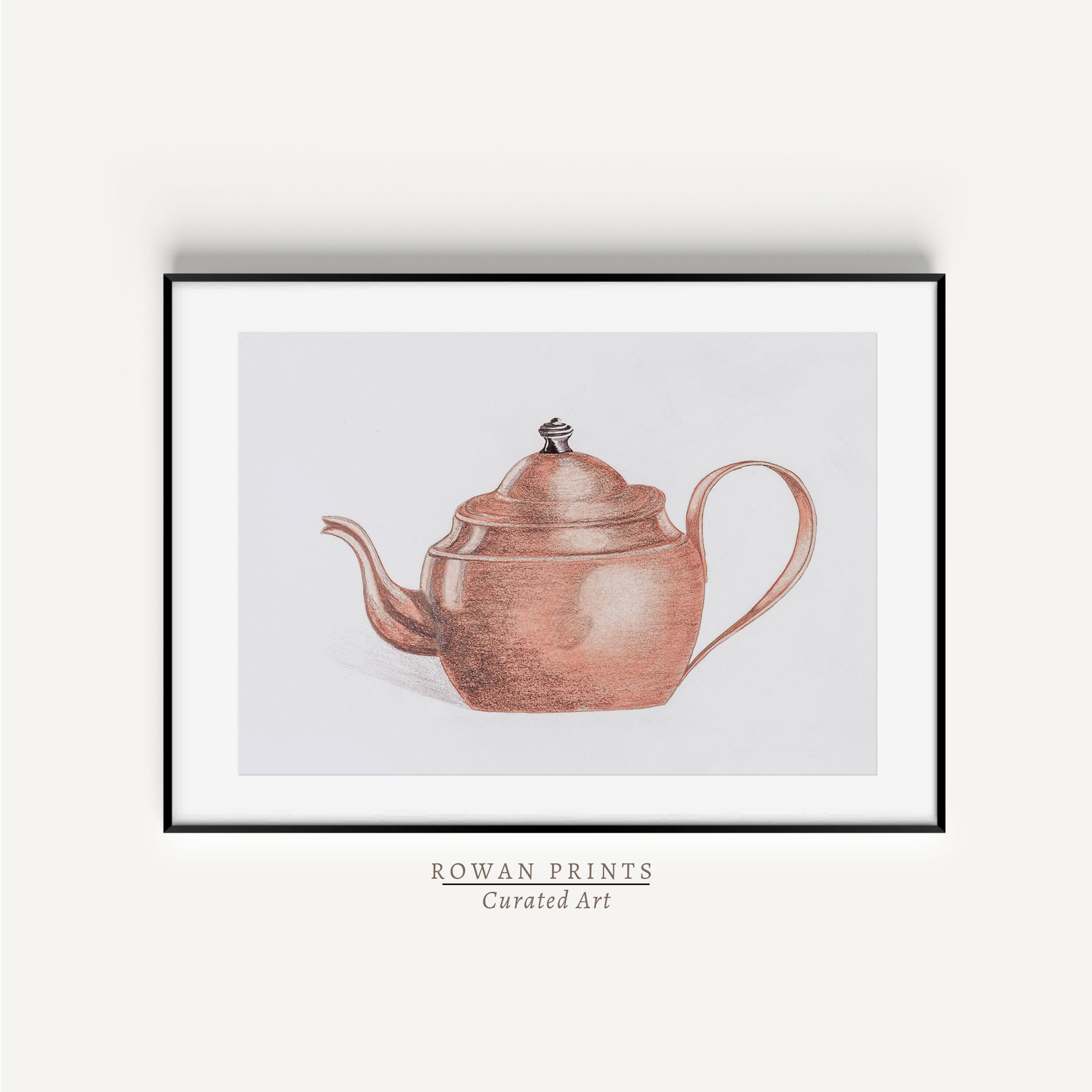 Vintage Farmhouse Kitchen Wall Art | Teapot Print Antique | Copper ...