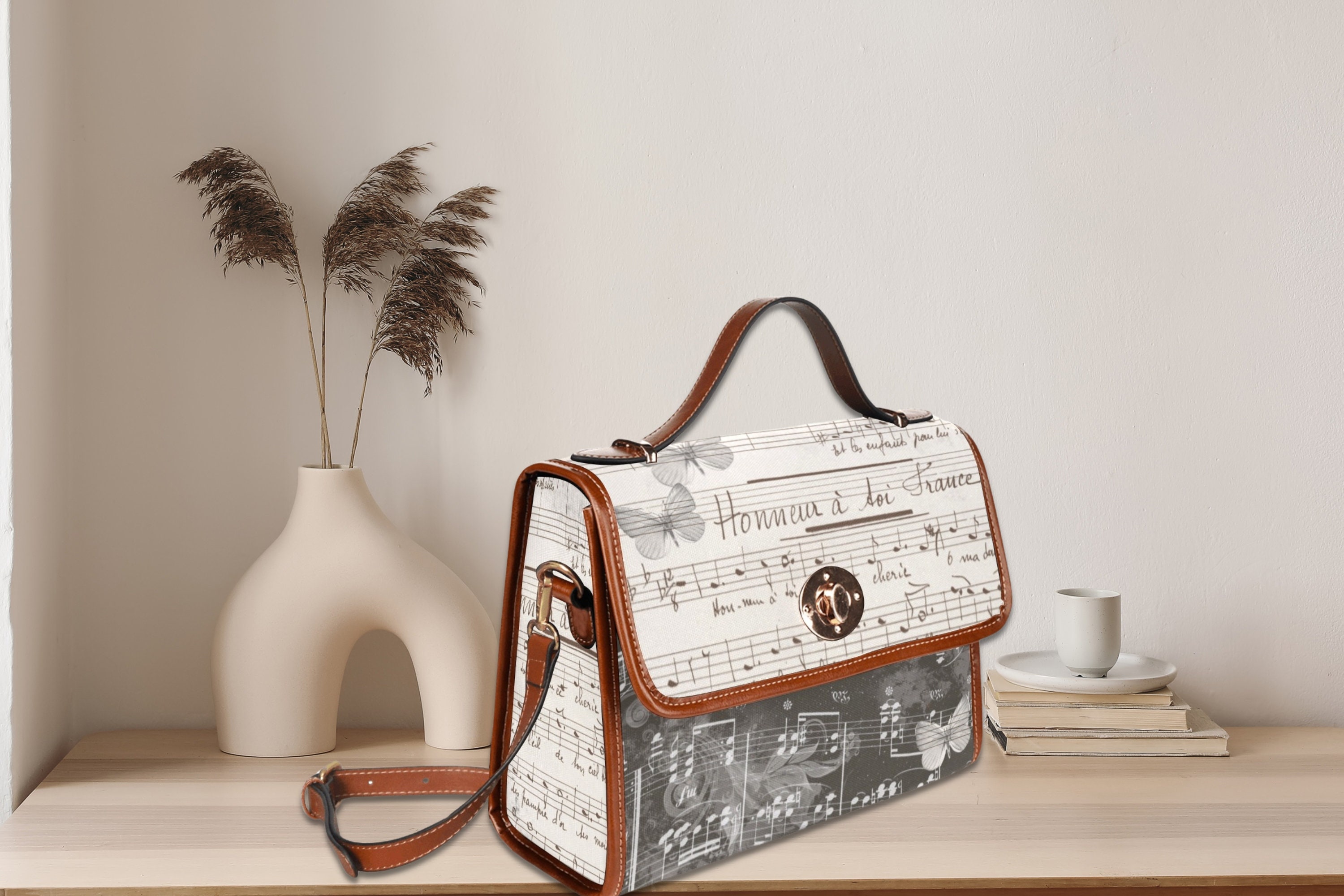 Vintage Musical Notes Retro Satchel Handbag Purse, Cottagecore Bag ...