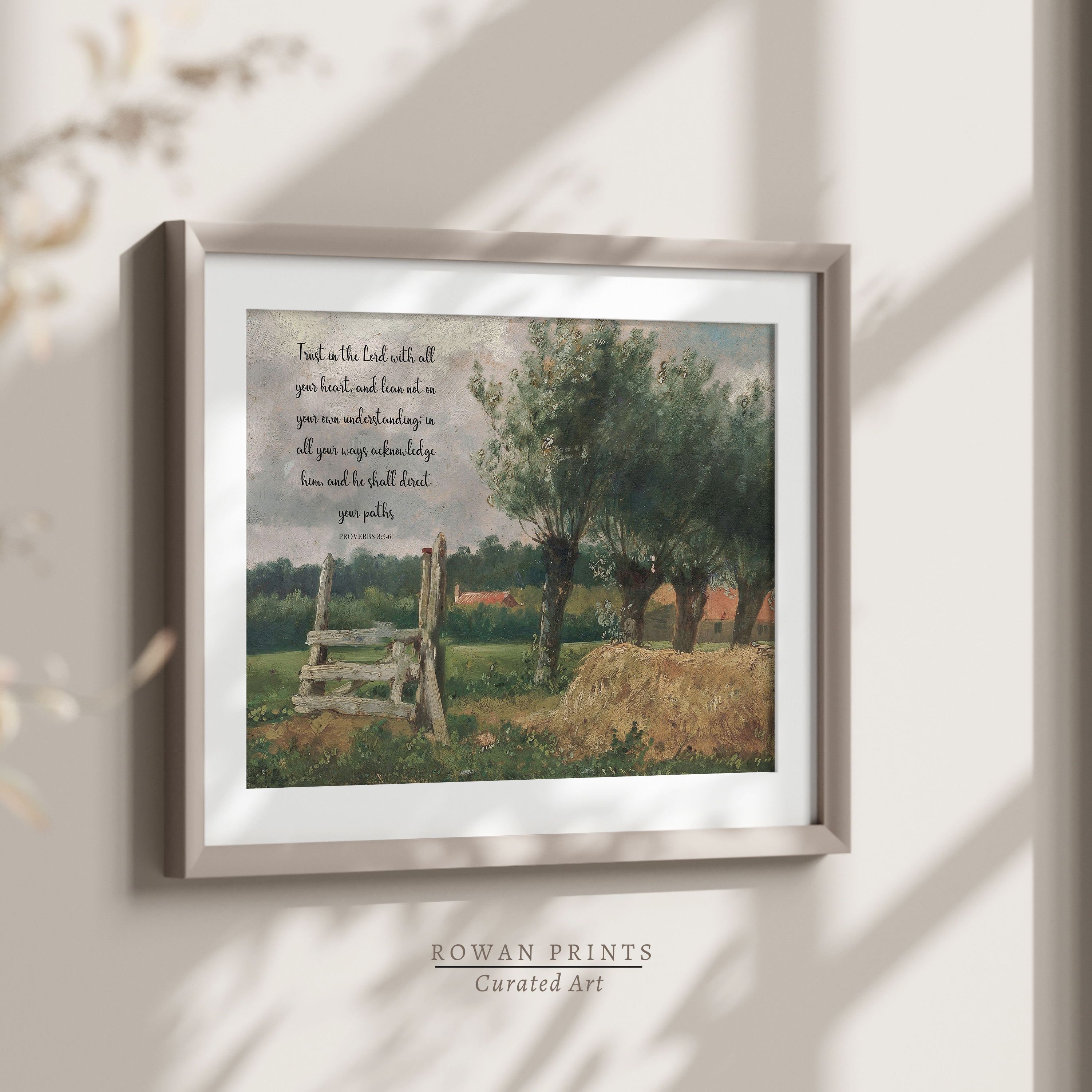 Acknowledge Him Vintage Scripture Wall Art, Bible Verse Print ...