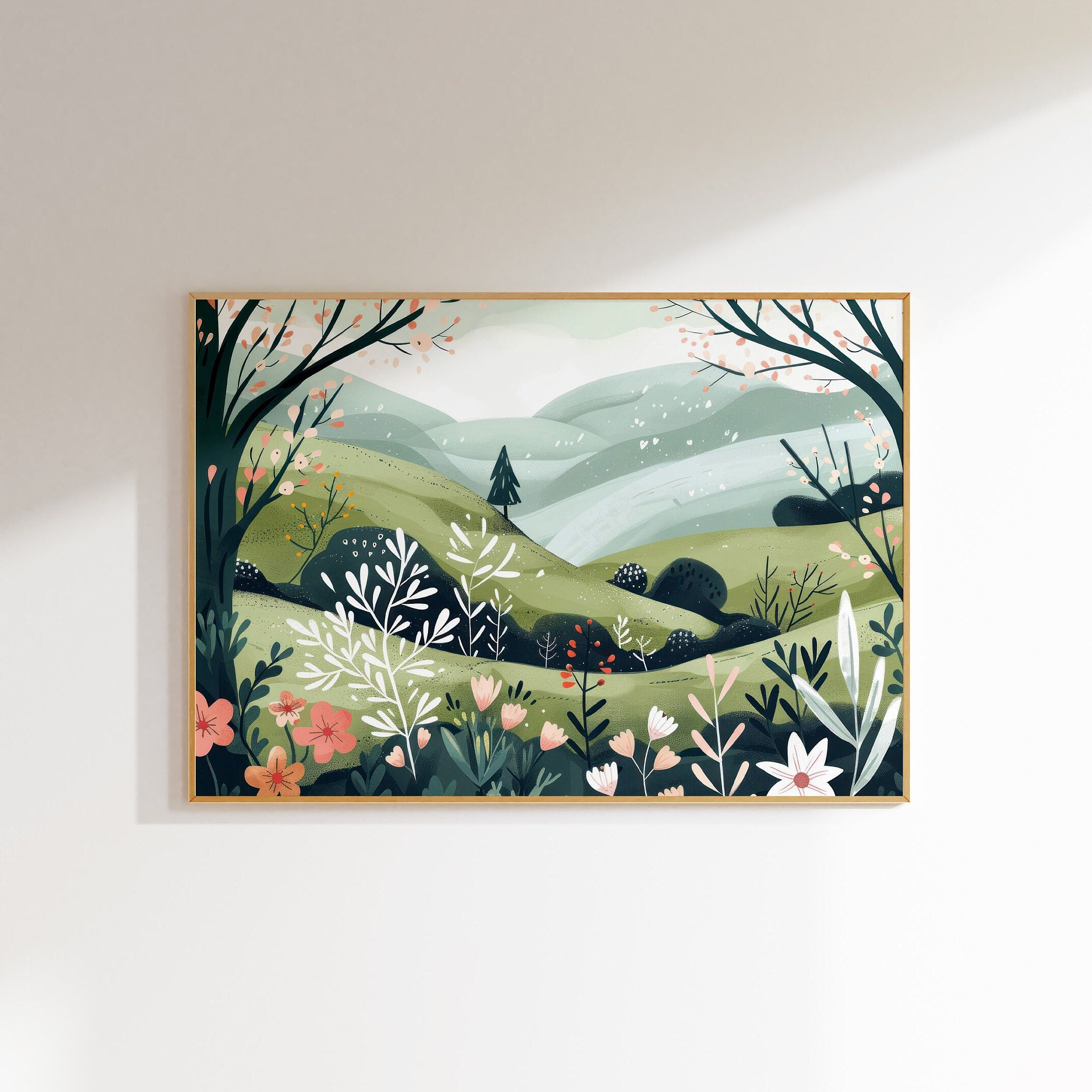 Scandi Woodland Clearing Printable, Modern Farmhouse Decor ...