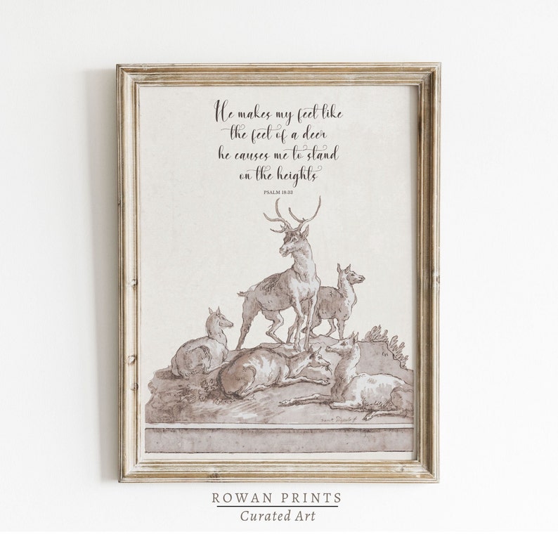 Feet of A Deer Scripture Wall Art Farmhouse Bible Verse Print Christian ...