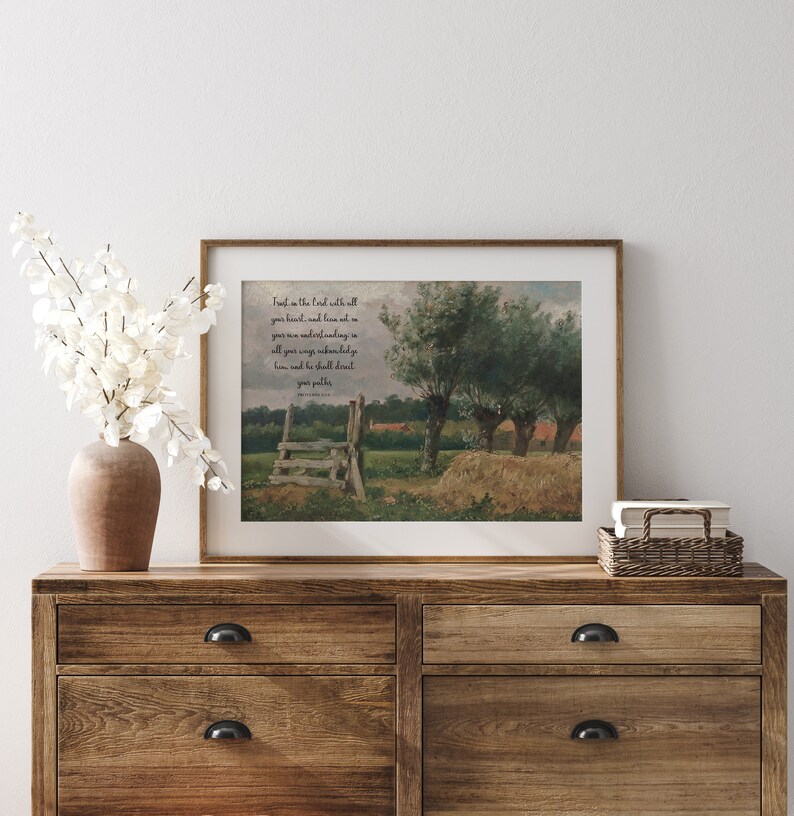 Acknowledge Him Vintage Scripture Wall Art, Bible Verse Print ...