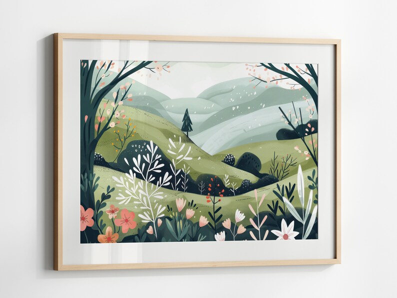 Scandi Woodland Clearing Printable, Modern Farmhouse Decor ...