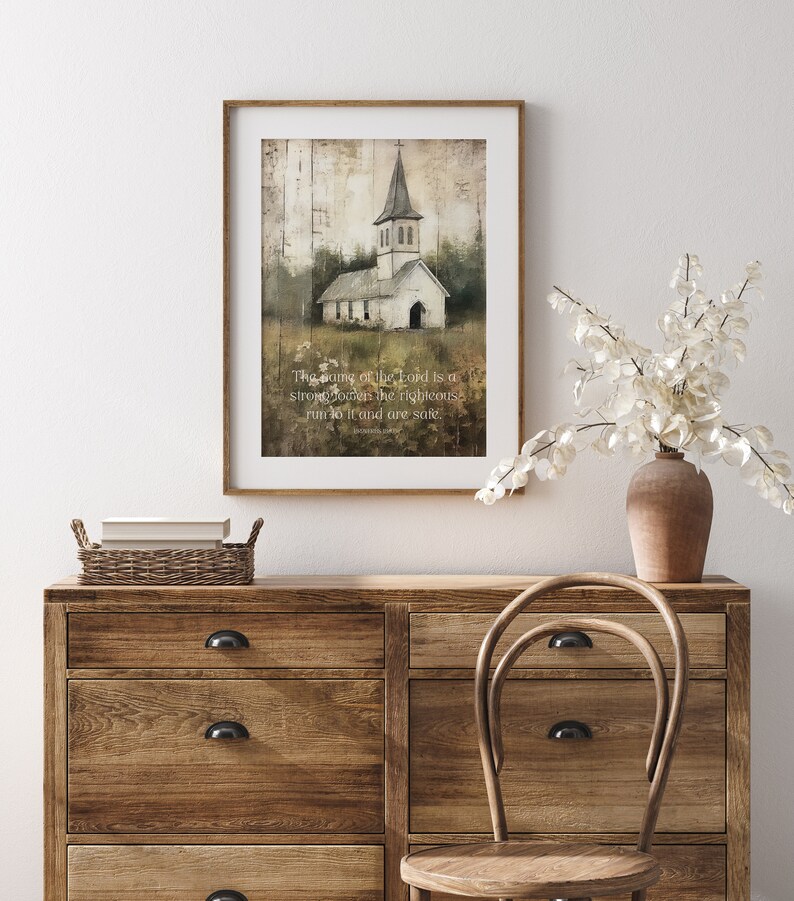 The Lord is a Strong Tower Text Wall Art Printable, Bible Verse Wall ...