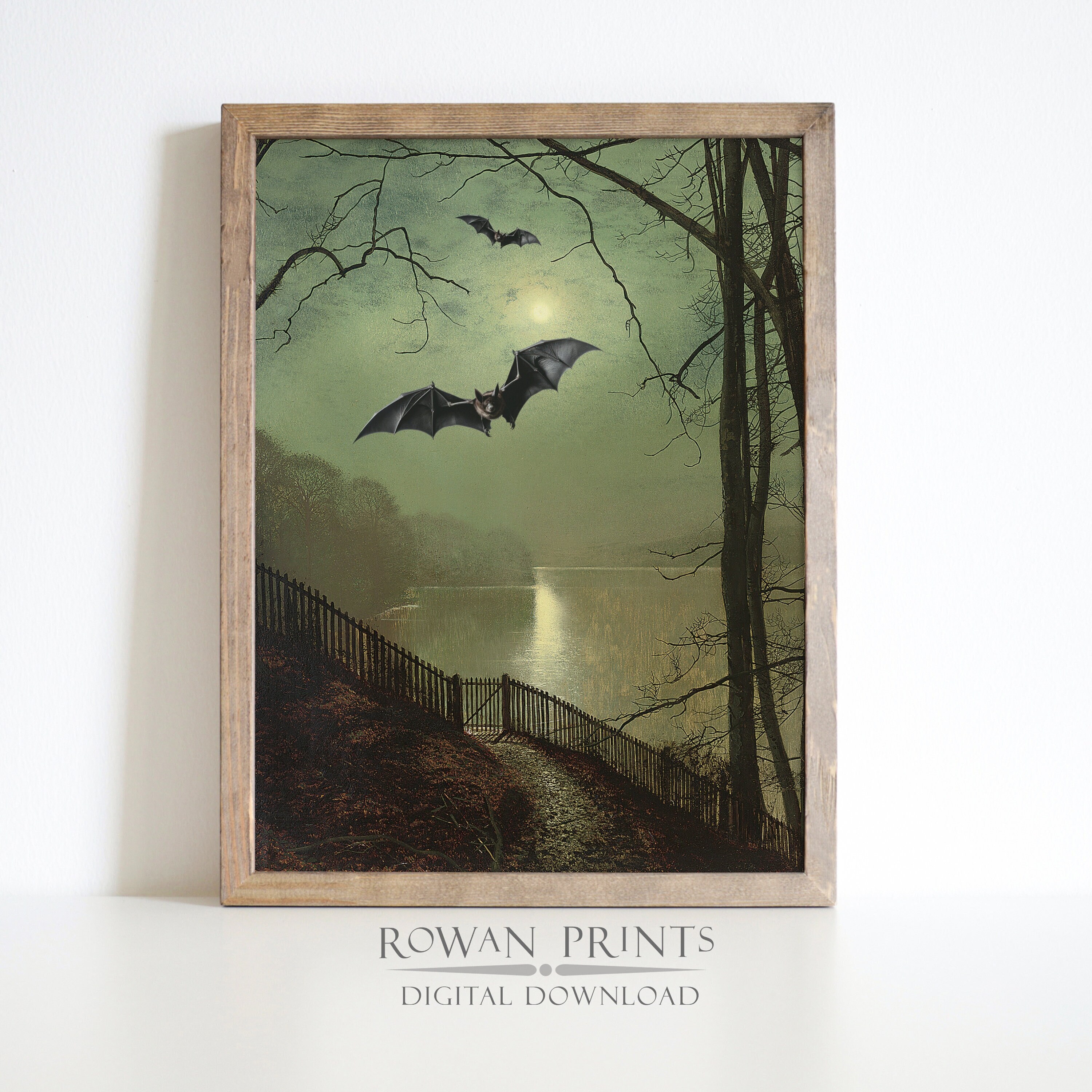 Vampire Bat Vintage Dark Academia Painting, Halloween Decor, Victorian ...