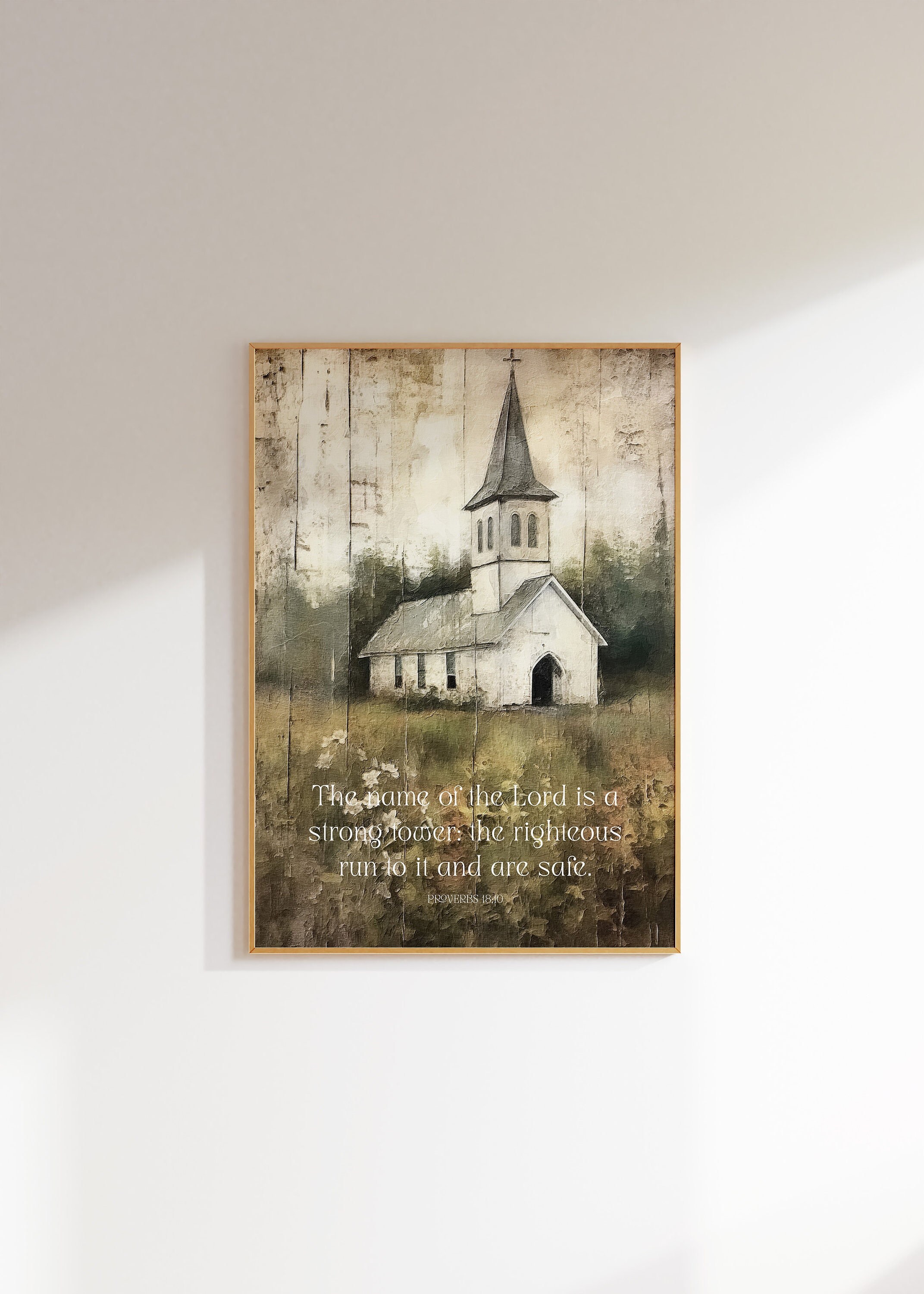 The Lord is a Strong Tower Text Wall Art Printable, Bible Verse Wall ...