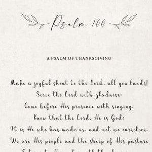 Thanksgiving Psalm 100 Text Wall Art Printable, Bible Verse Wall Art ...