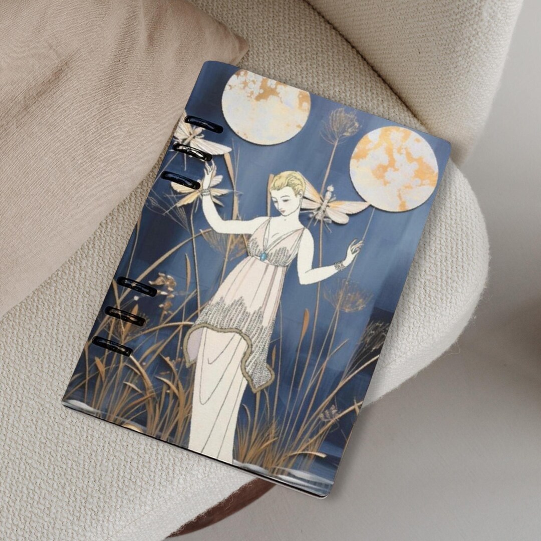 Moon Goddess Art Deco Planner Cover & Insert Pages Ring Binder Notebook ...