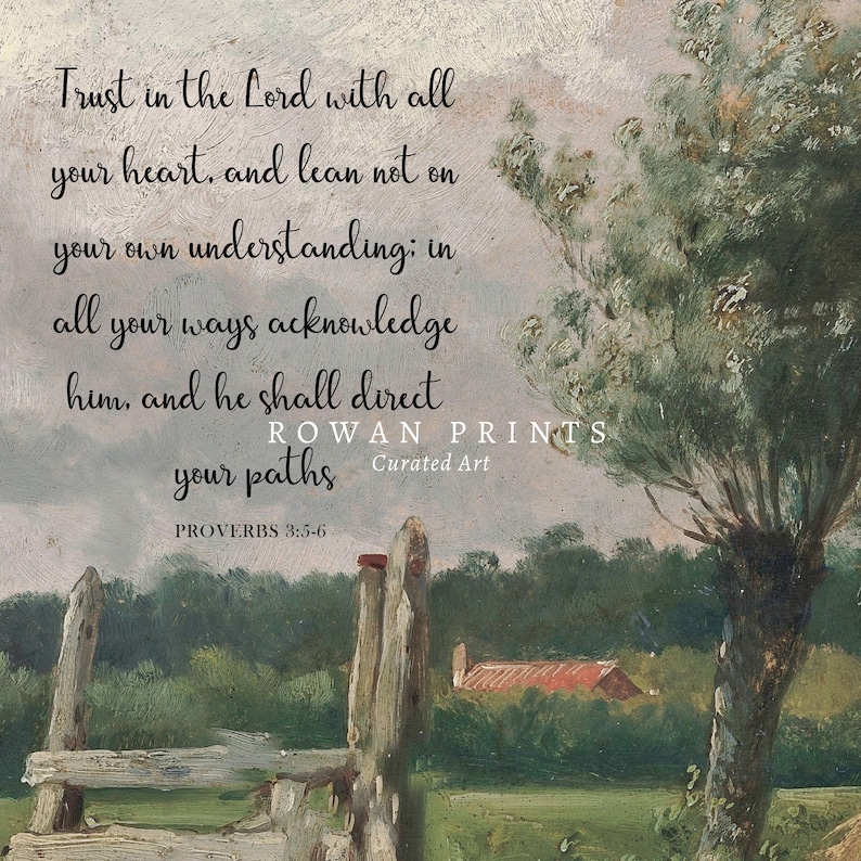 Acknowledge Him Vintage Scripture Wall Art, Bible Verse Print ...