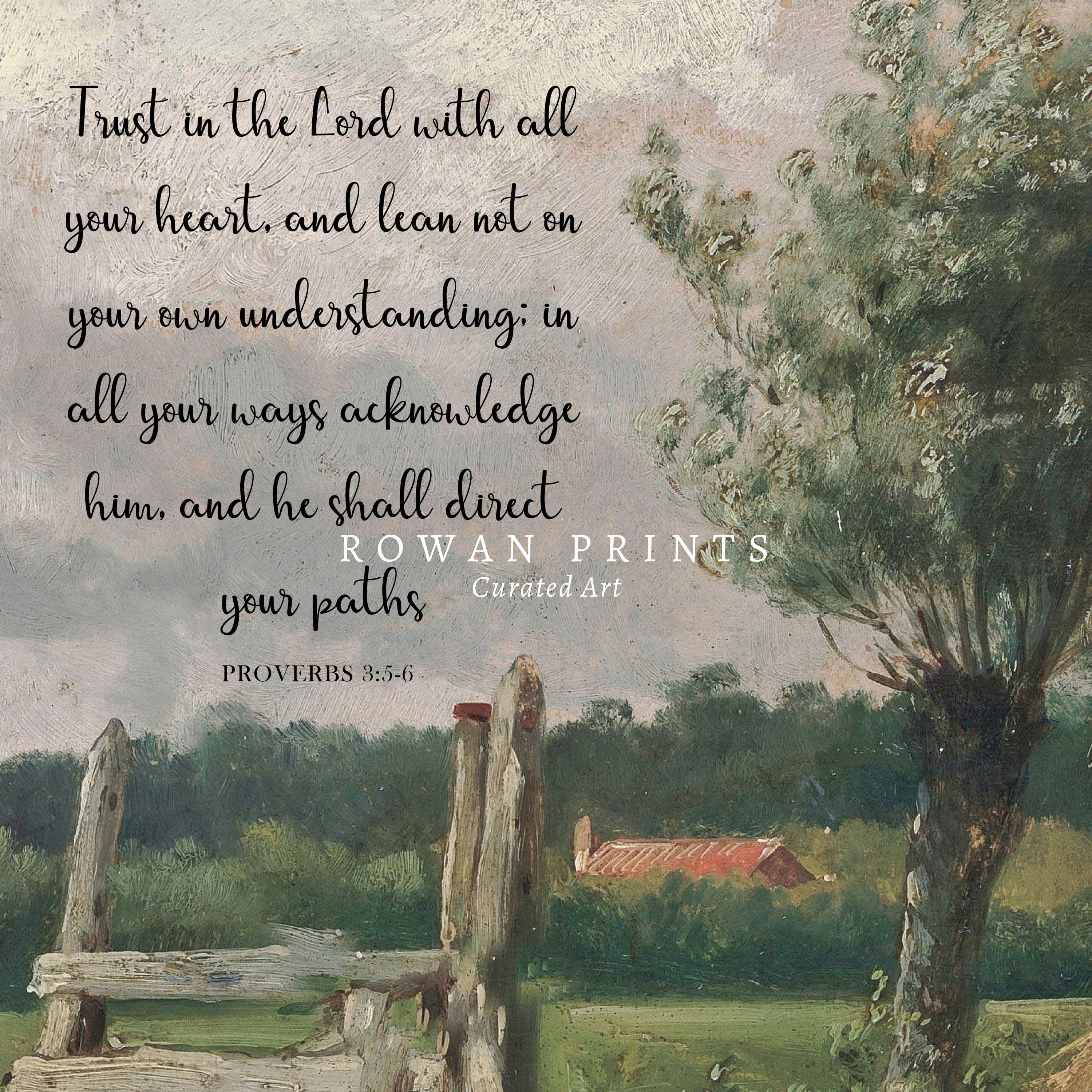 Acknowledge Him Vintage Scripture Wall Art, Bible Verse Print ...